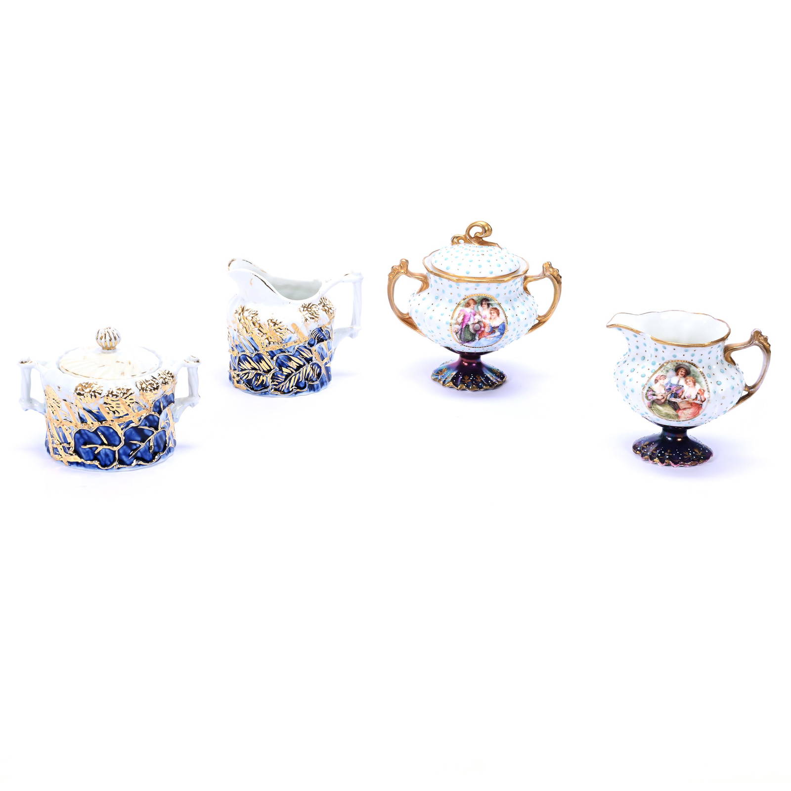 (2) Creamer And Sugar Sets, Early Prussia And Prov Saxe Auction