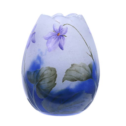 Egg Shaped Vase, Signed Daum Nancy French Cameo And Enamel Art Glass