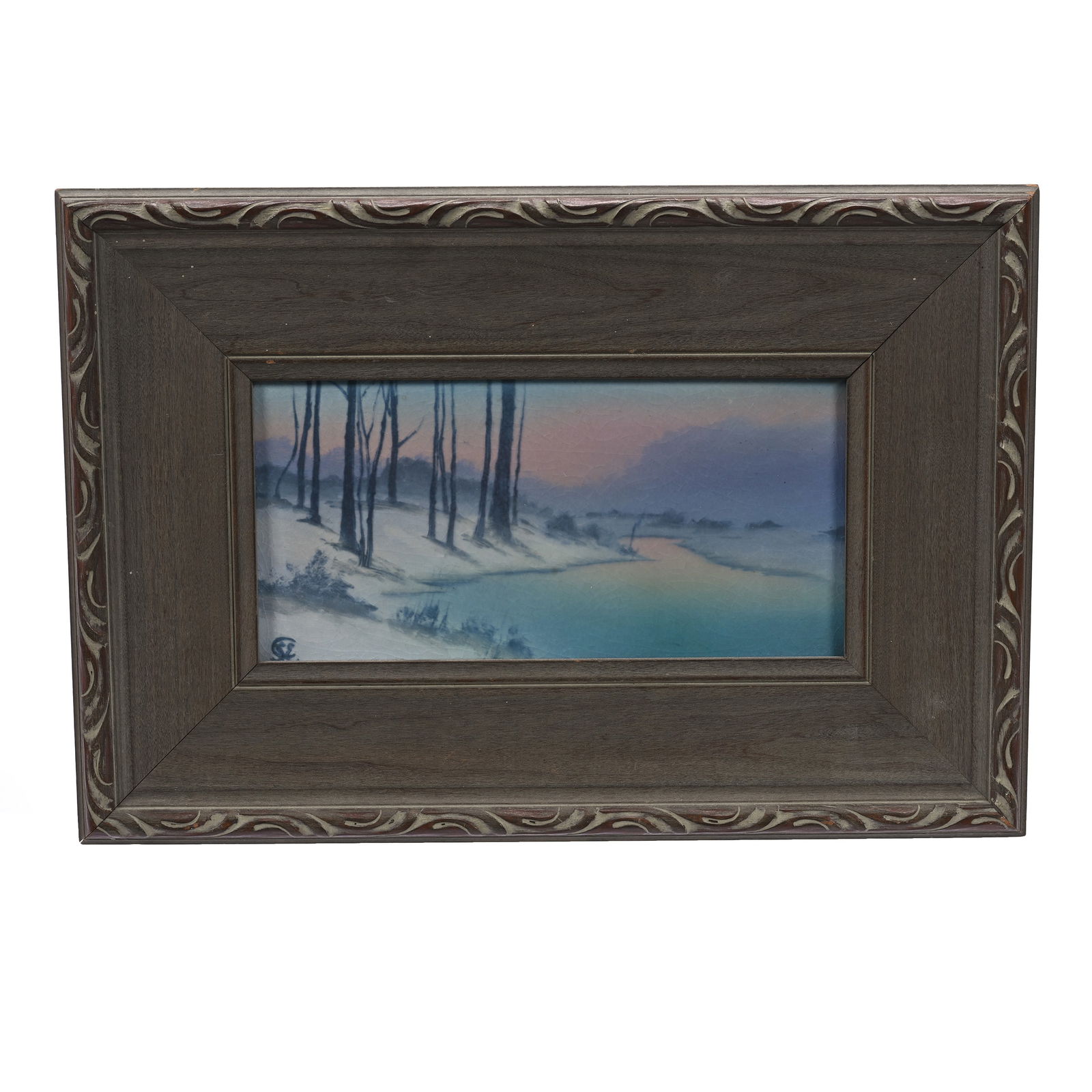 Plaque, Rookwood Art Pottery Vellum Lake And Trees Scenic Decor