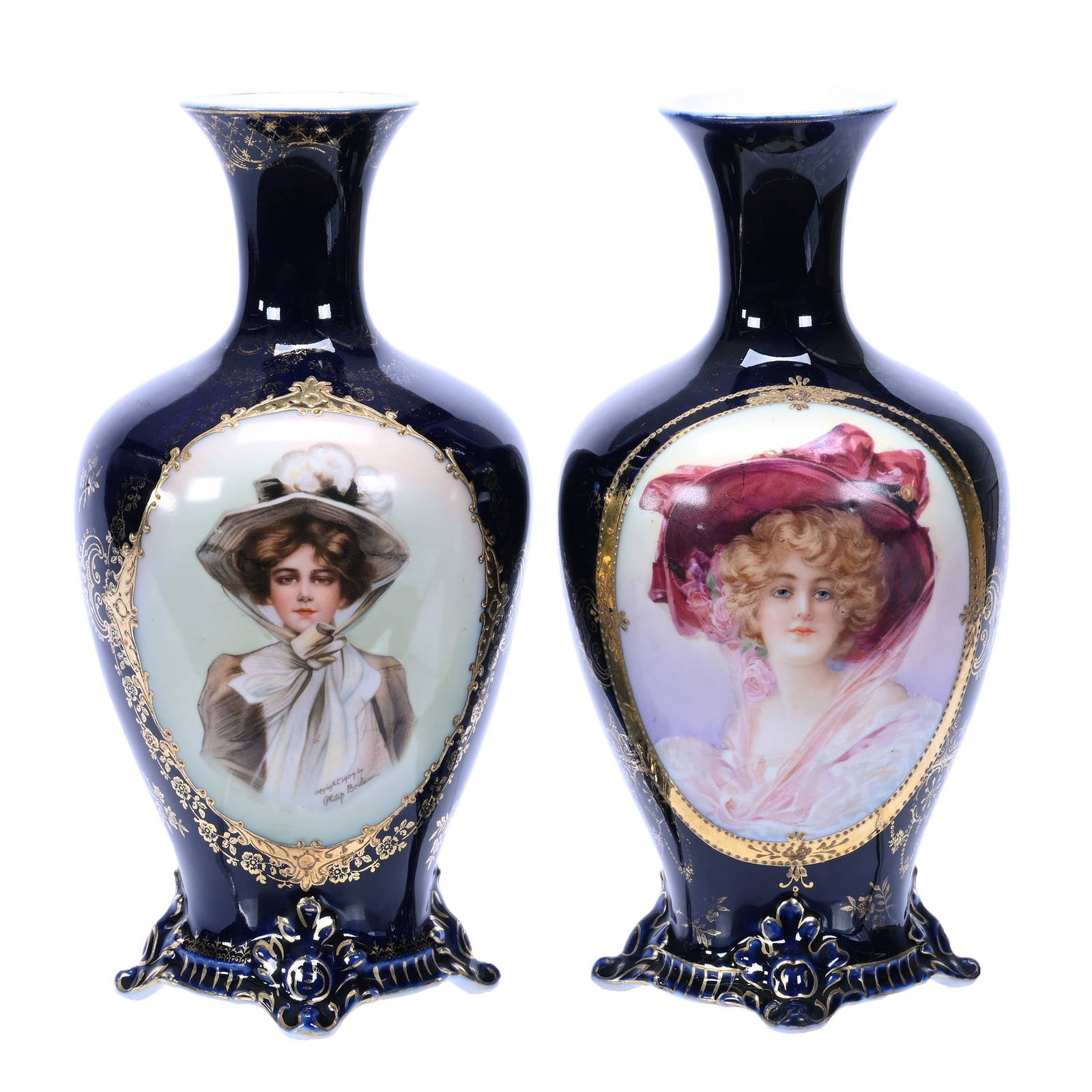(2) Vases Marked Prov Saxe Auction