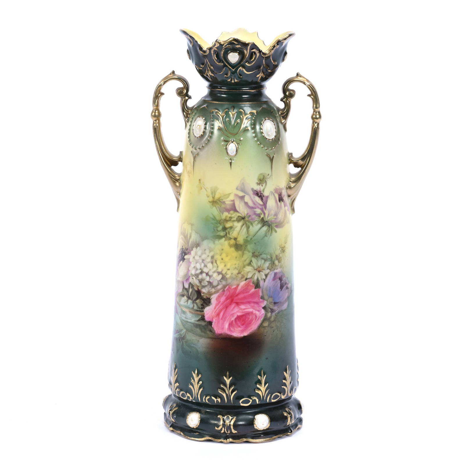 Vase, Two Handles, Marked R.s. Prussia, Jewel Mold Auction