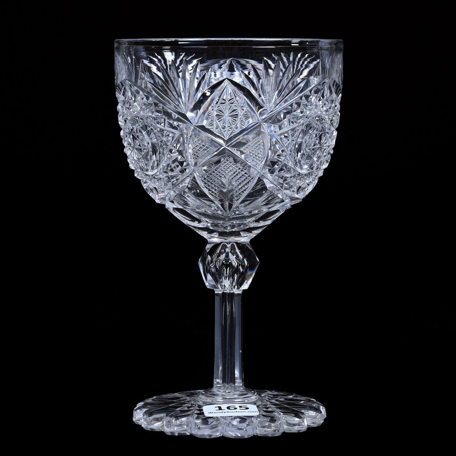 Goblet, American Brilliant Cut Glass, Monarch Pattern By J. Hoare Auction