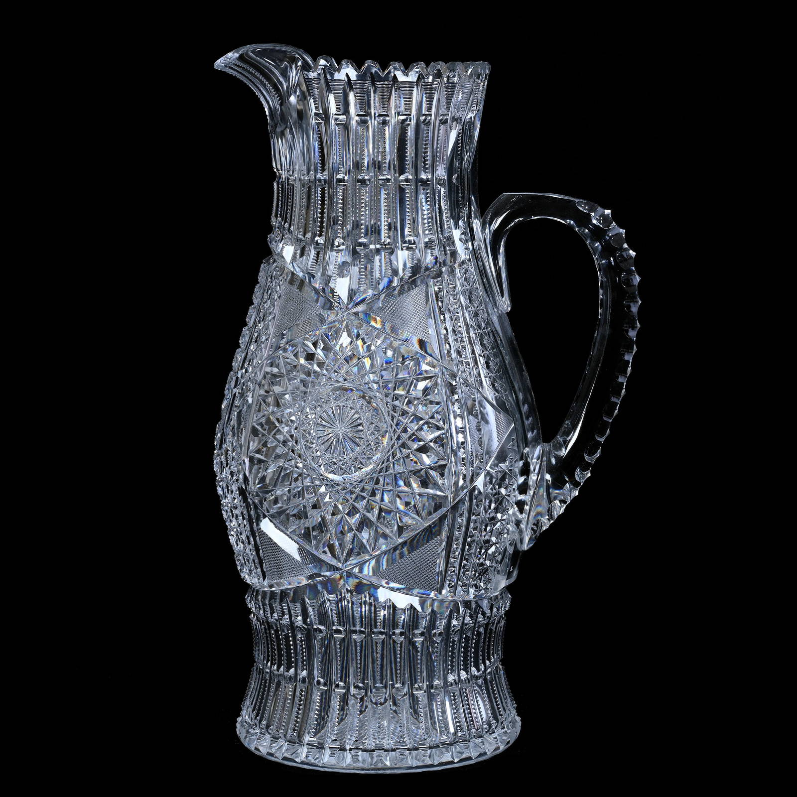 Tankard, Bulging, American Brilliant Cut Glass, Hobstar, Prism ...