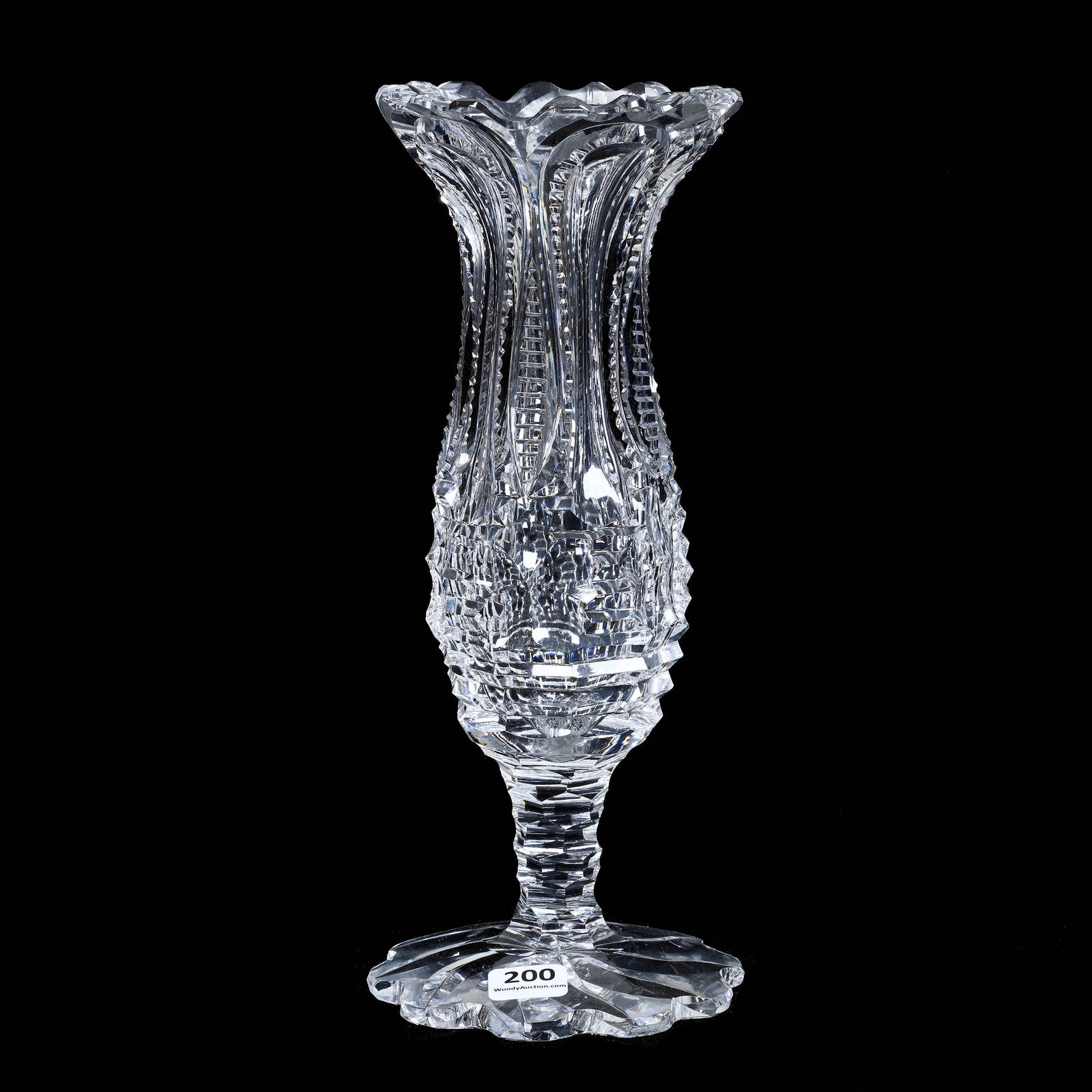 Pedestal Vase, American Brilliant Cut Glass, Deeply Cut Looping ...