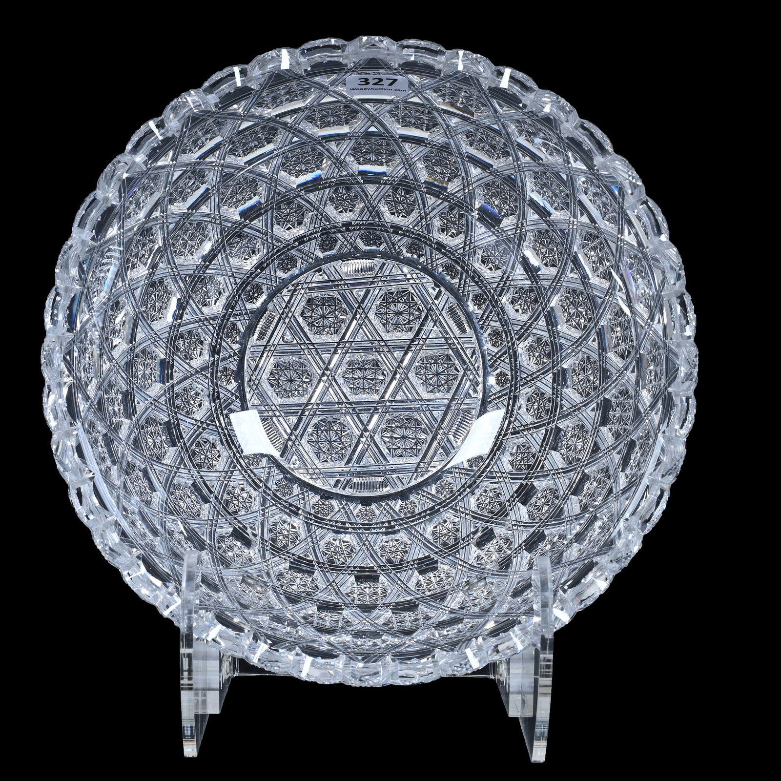 Bowl, American Brilliant Cut Glass, Signed J. Hoare Triple Miter ...