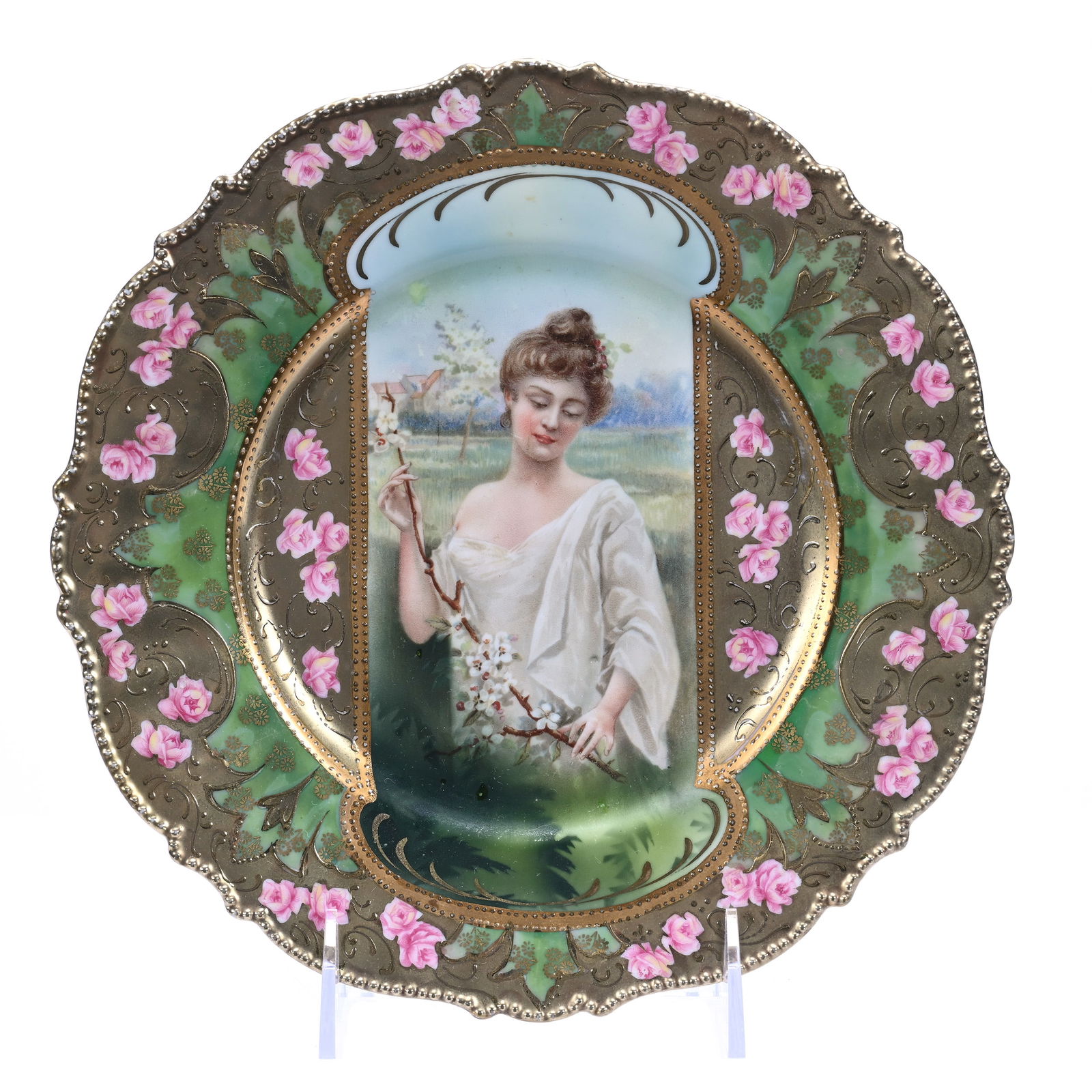 Plate Marked R.s. Prussia, Mold #343, Spring Season Keyhole Portrait ...