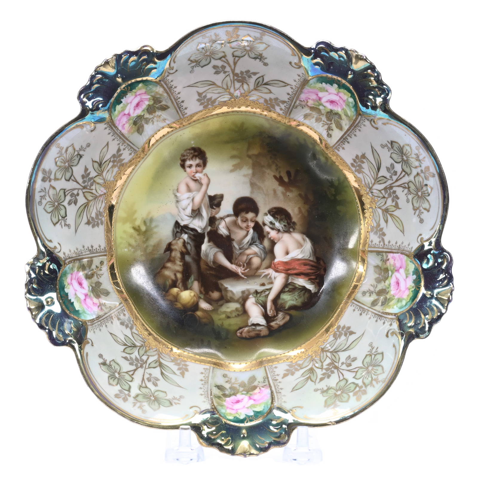 Bowl, Marked R.s. Prussia, Mold #330, Dice Thrower Scenic Decor With ...