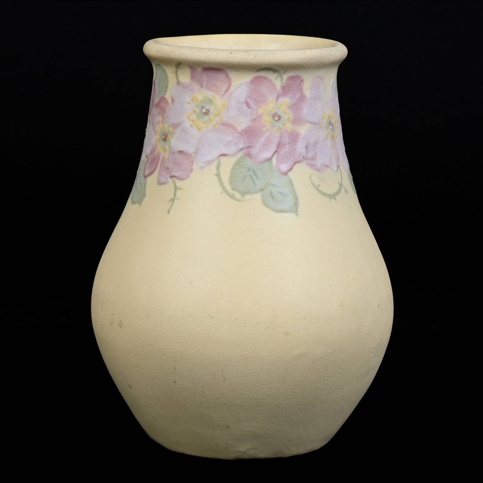 Vase Marked Weller Hudson Art Pottery, Unusual Satin Matte Yellow, Pink ...