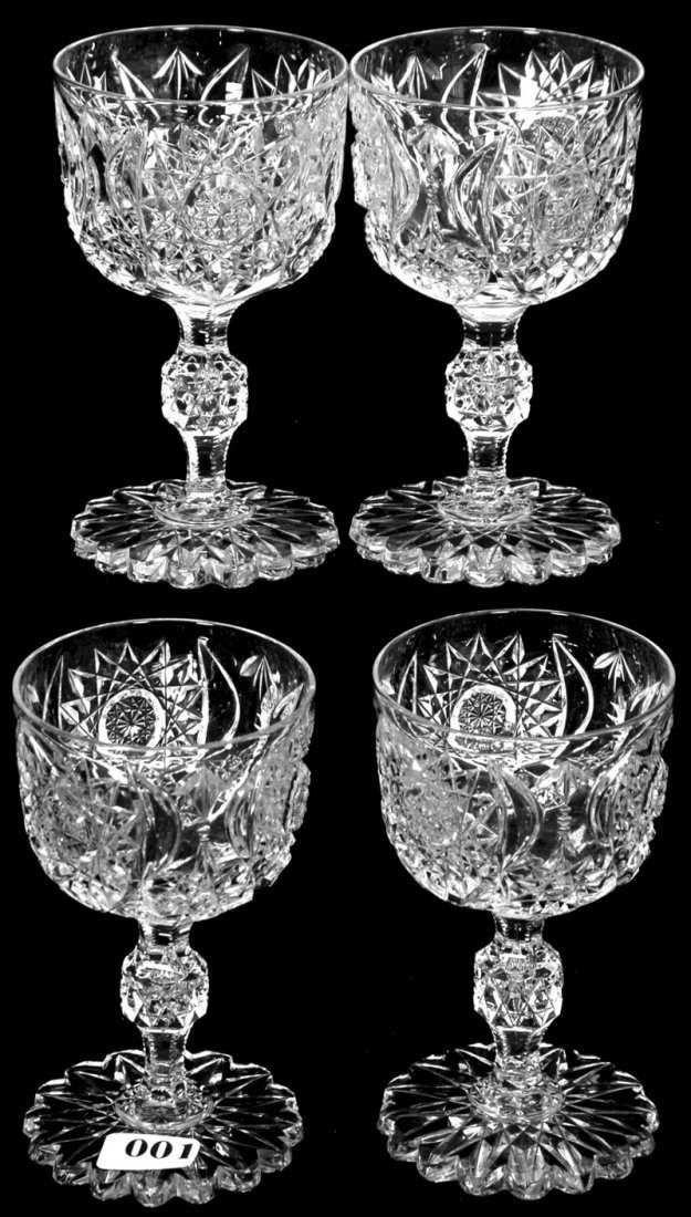 4 4 58 American Brilliant Cut Glass Wine Glasses