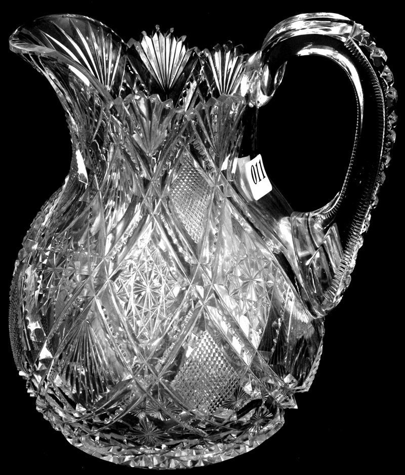 7 1/4" AMERICAN BRILLIANT CUT GLASS MILK JUG
