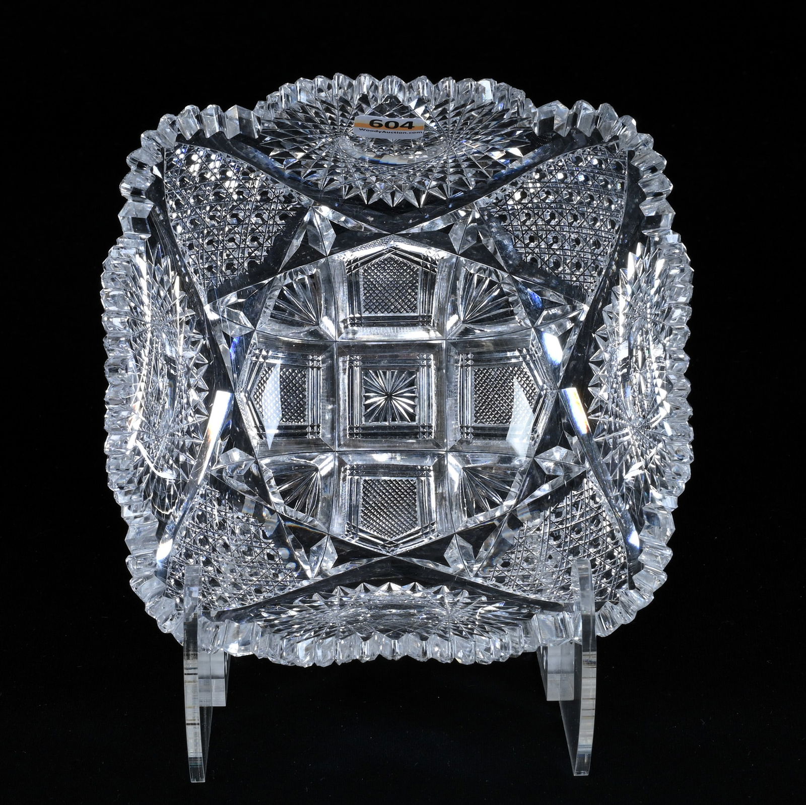 Square Bowl, American Brilliant Cut Glass, Pebble Pattern By J. Hoare ...