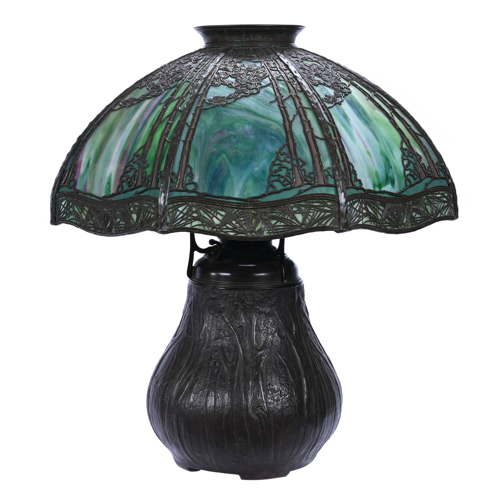 Table Lamp, Handel Arts And Crafts Leaded Glass Eight Sided Shade Auction