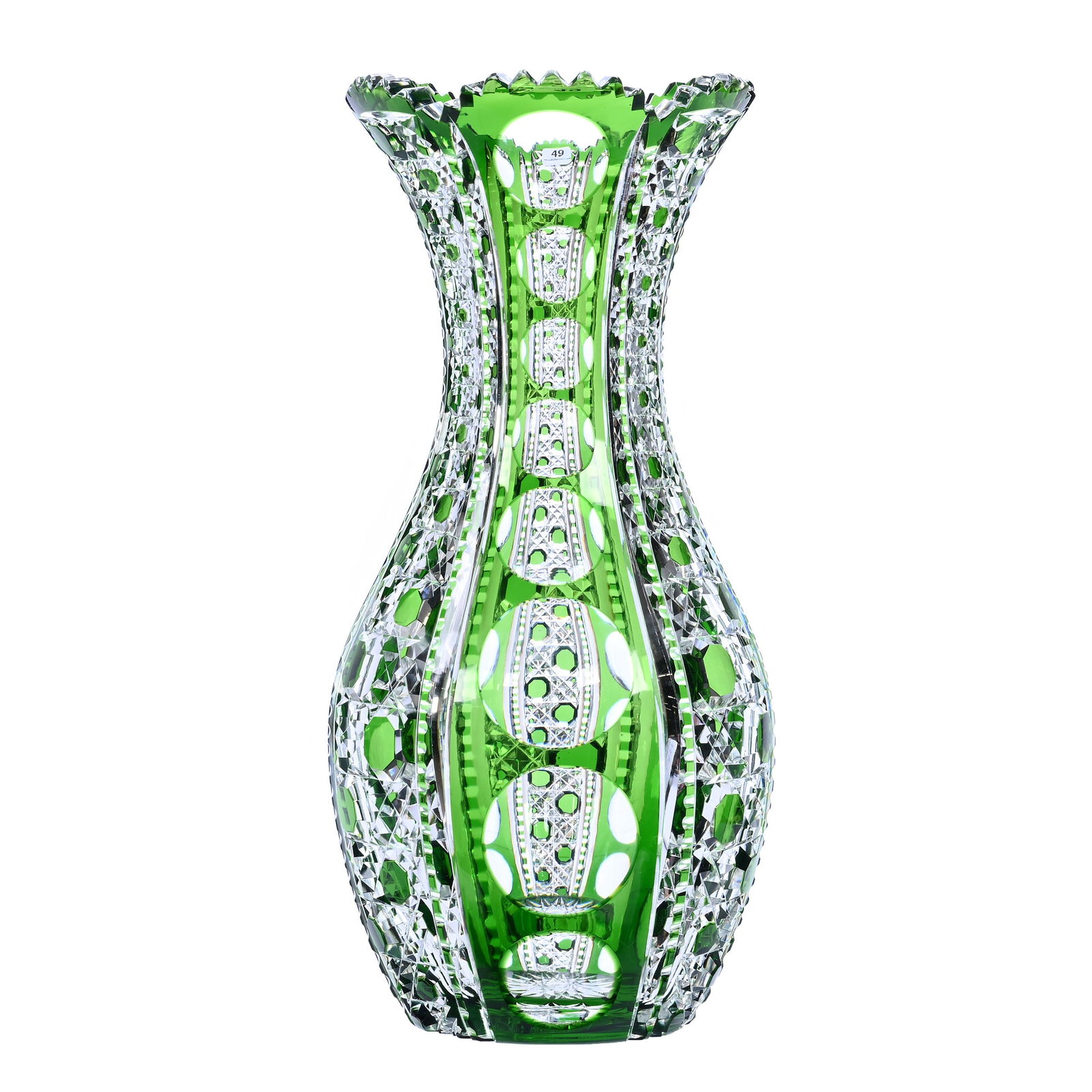 Vase, American Brilliant Cut Glass, Green Cut To Clear Montrose Pattern ...