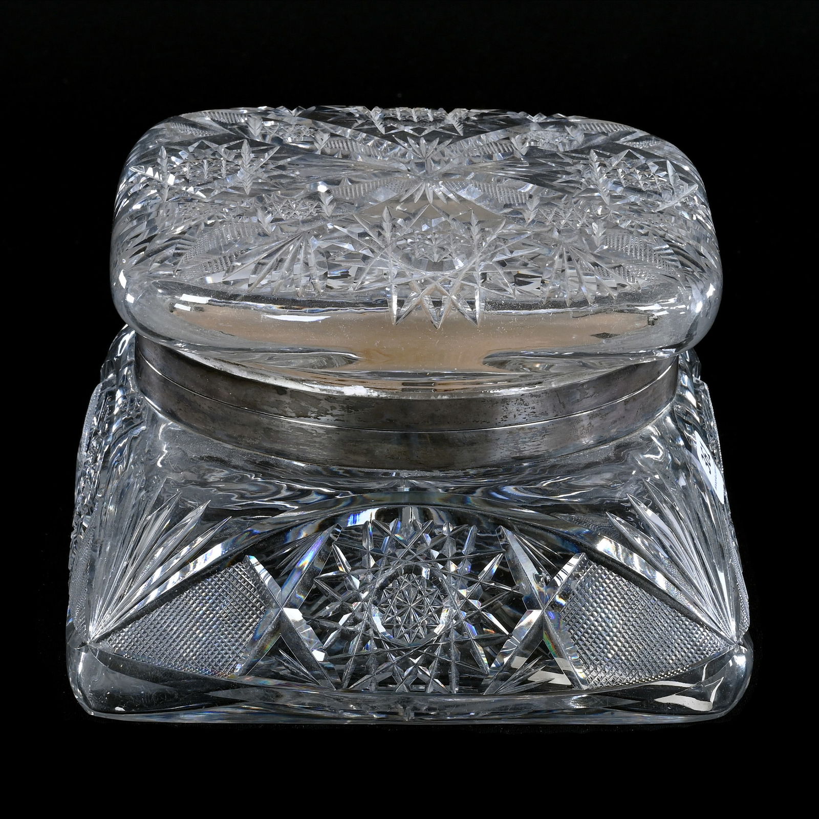 Square Hinged Dresser Box, American Brilliant Cut Glass, Attributed To ...
