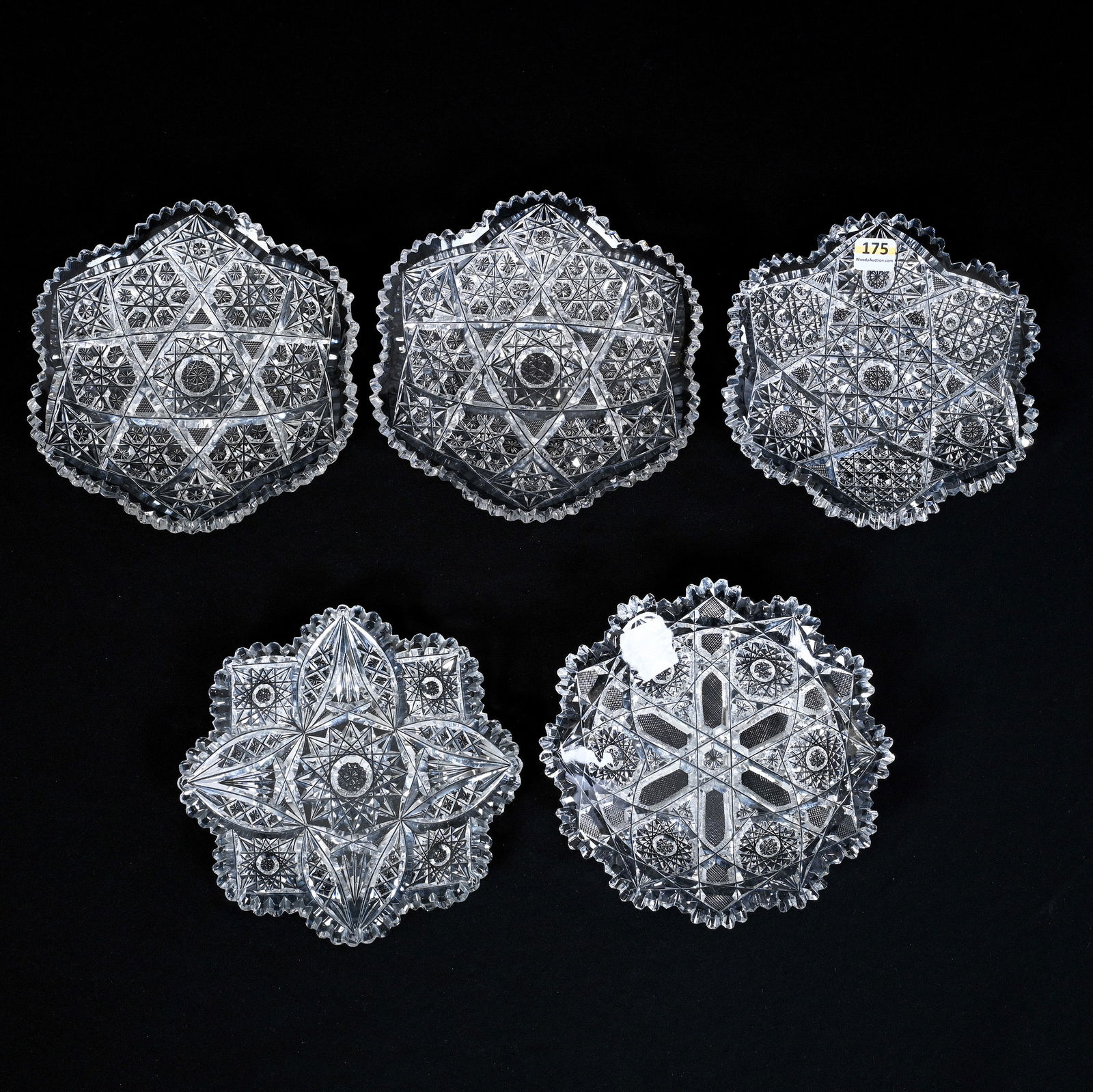 (5) Plates, American Brilliant Cut Glass Auction