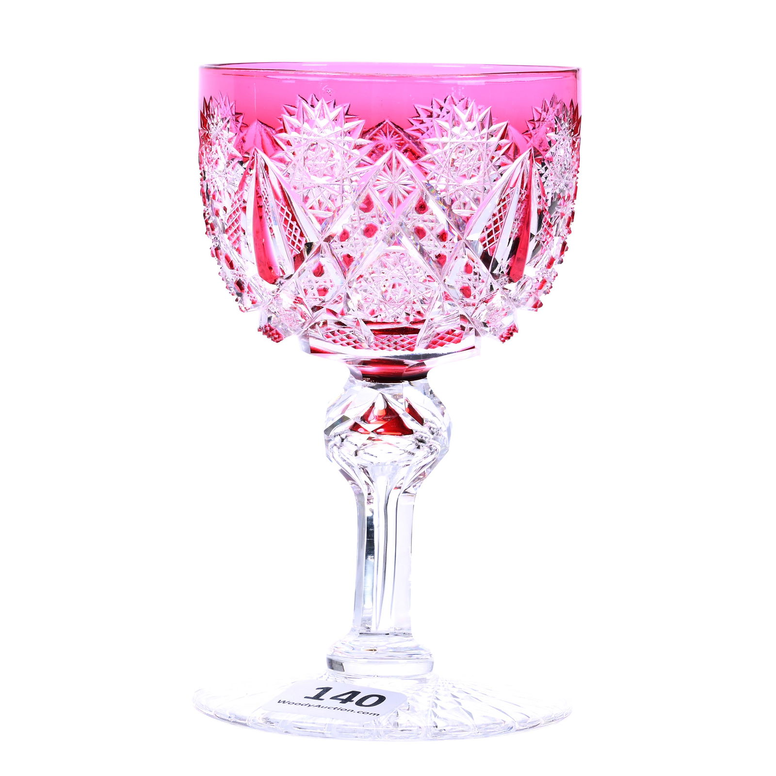 Wine Stem, American Brilliant Cut Glass, Cranberry Cut To Clear ...