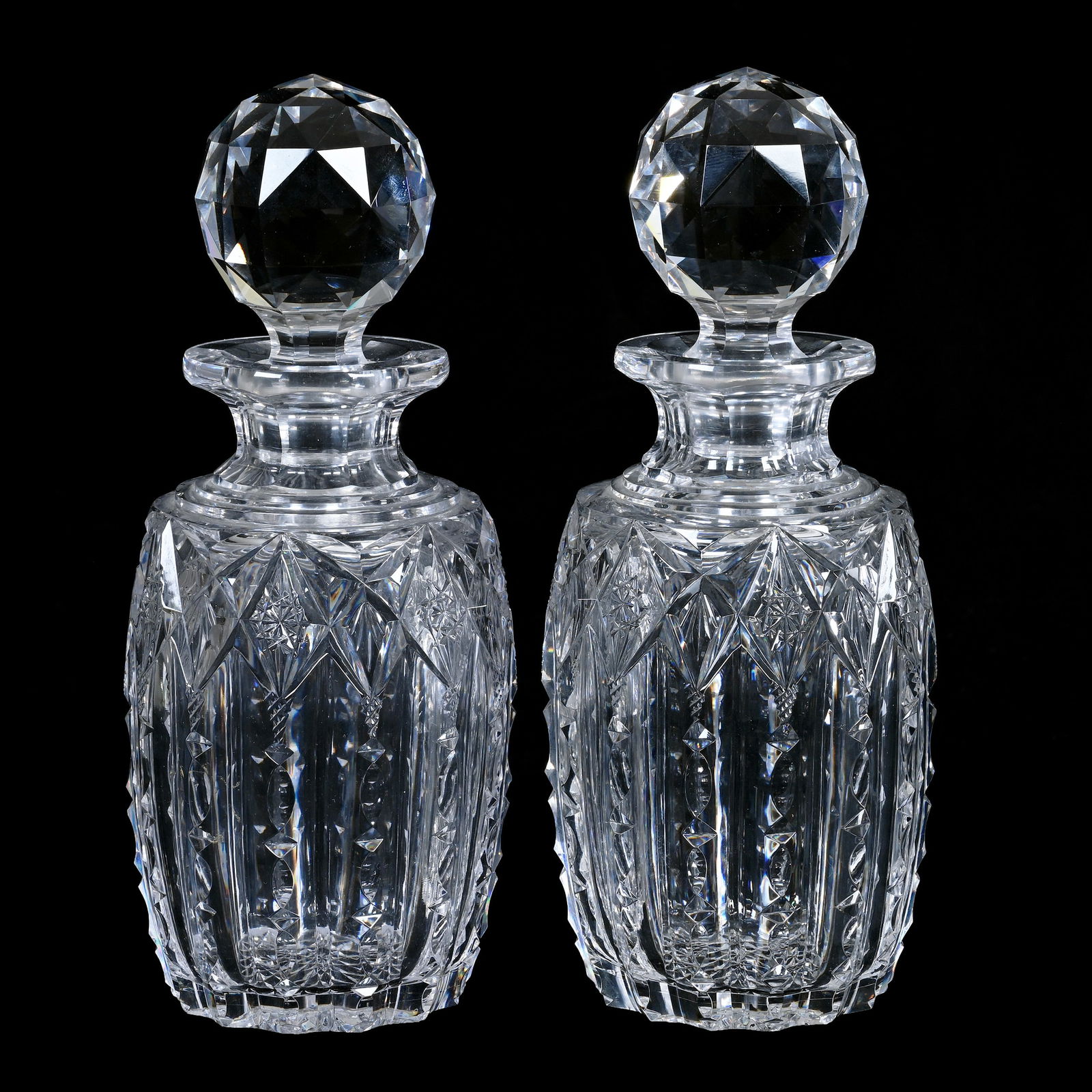 Pair Cologne Bottles, American Brilliant Cut Glass, Chester Pattern By ...