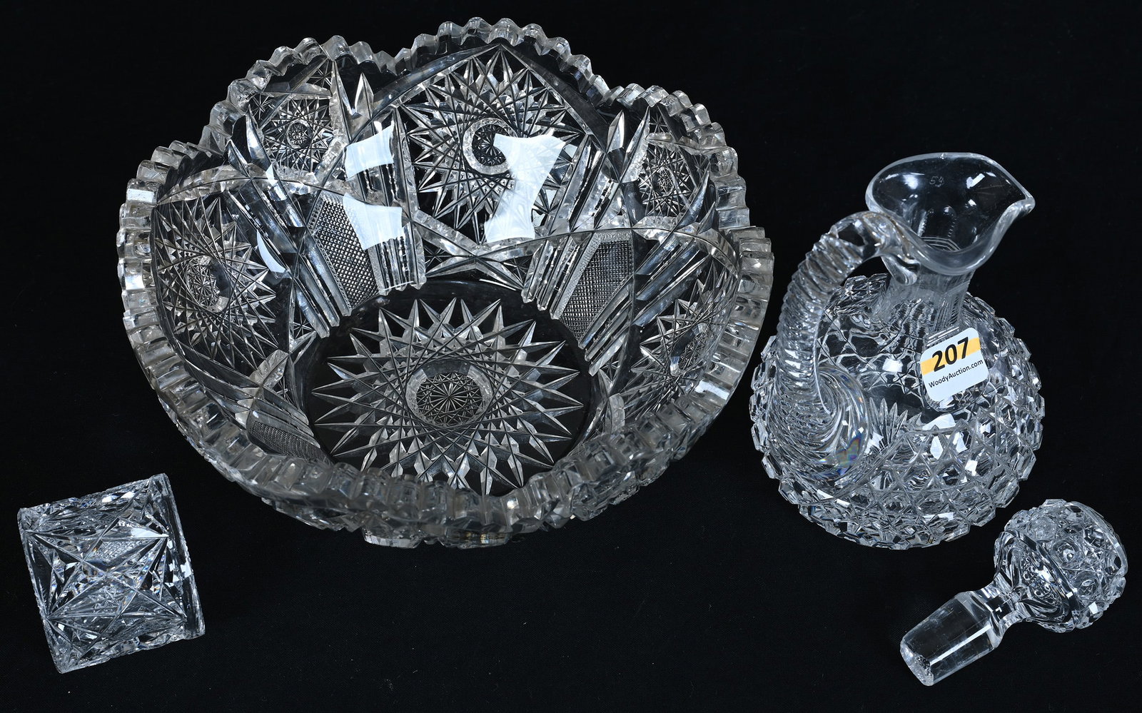 (3) American Brilliant Cut Glass Items Auction