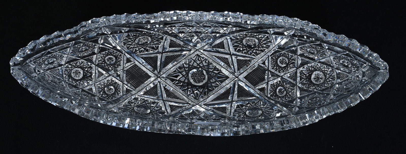 Canoe Shaped Celery Tray, American Brilliant Cut Glass Auction
