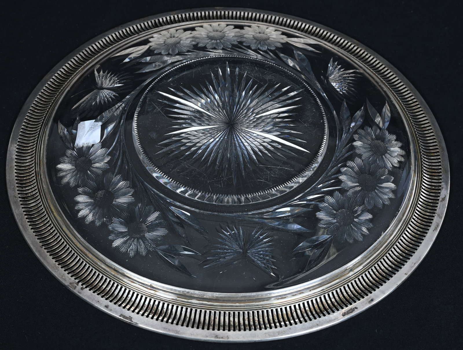 Round Tray, American Brilliant Cut Glass, Butterfly And Daisy Pattern ...