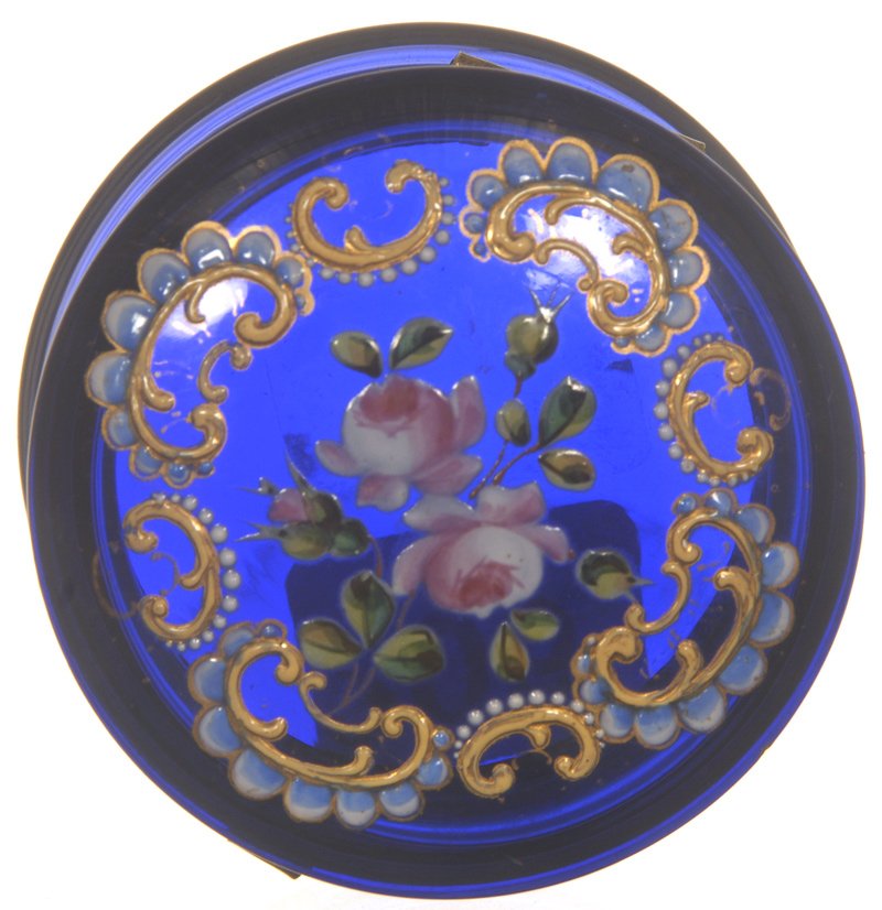2" COBALT BLUE ART GLASS ROUND HINGED PILL BOX - Oct 05, 2013 | Woody ...