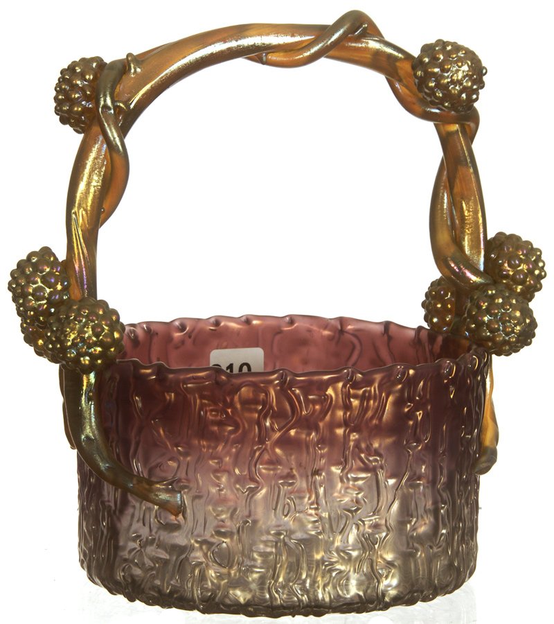 EXTREMELY RARE! 8" X 8" SIGNED LOETZ, ART GLASS BASKET