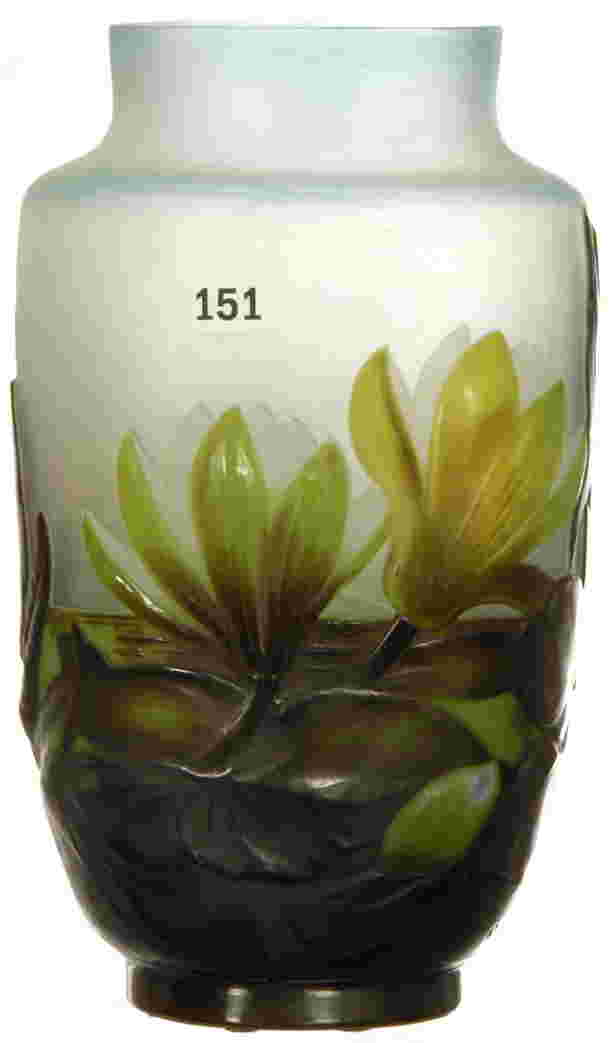 10 Signed Galle French Cameo Ovoid Art Glass Vase