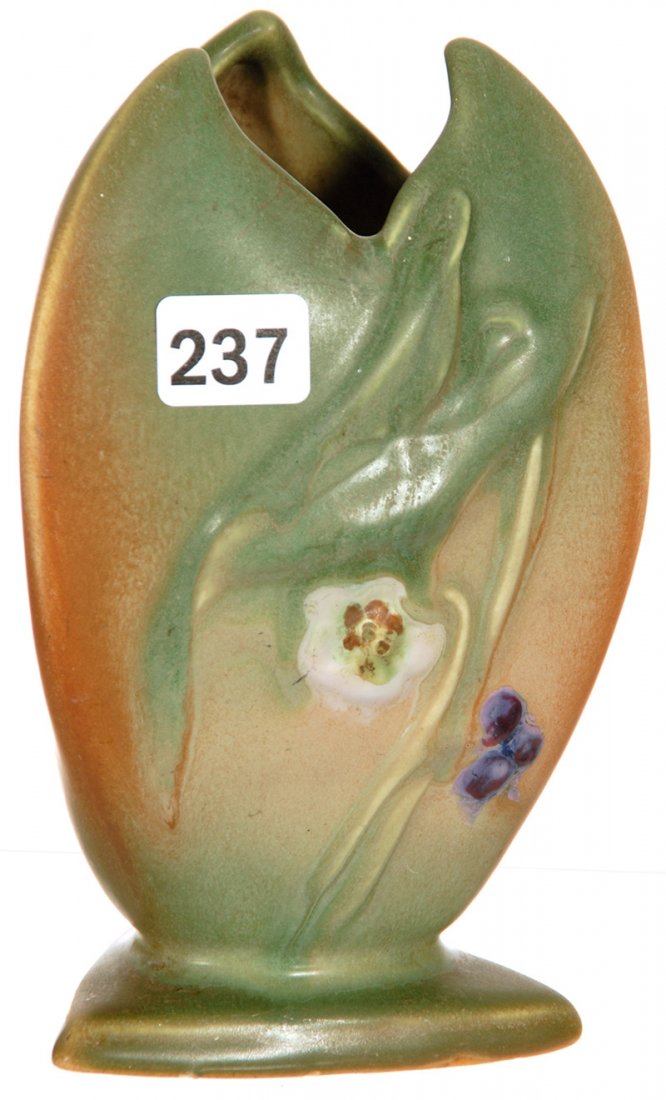 6" MARKED WELLER POTTERY TRI-CORNER VASE - Mar 15, 2014 | Woody Auction ...