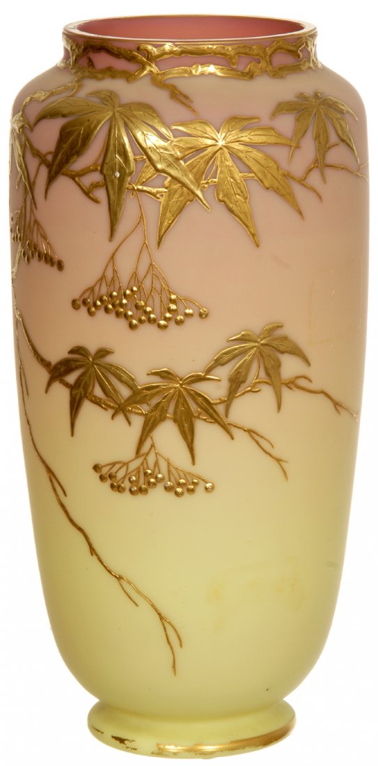 9 1/2" MARKED "WEBB QUEENS BURMESE" VASE - May 29, 2014 | Woody Auction ...