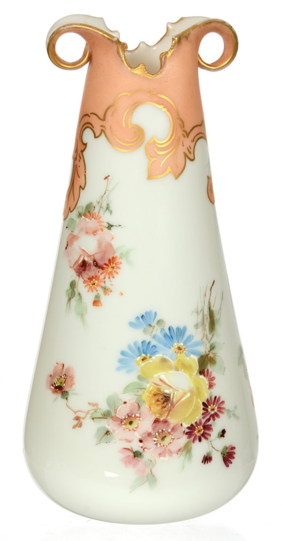 9 3/4" MARKED CROWN MILANO ART GLASS COLONIAL WARE VASE