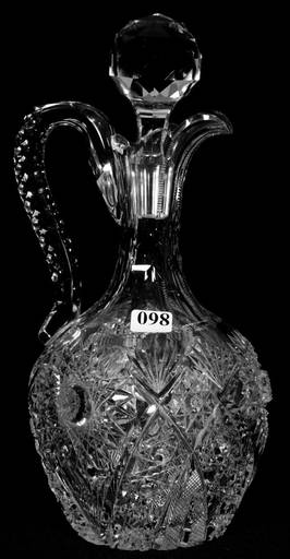 Handled Decanter 11" Chrysanthemum Pattern By