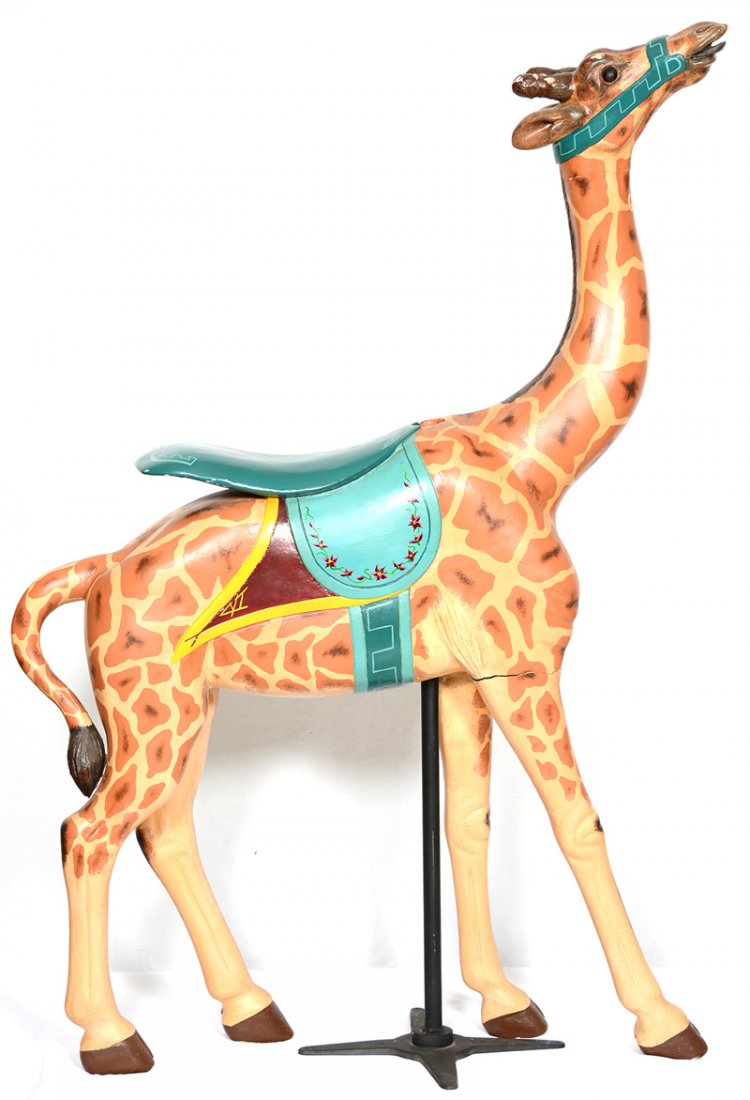 AUTHENTIC 60" X 51" CAROUSEL GIRAFFE CARVED BY LOOFF
