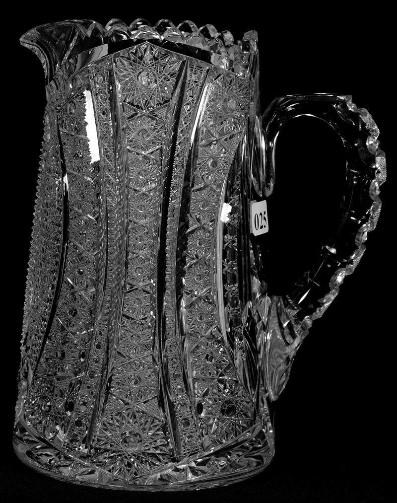 PITCHER - 8 3/4" - SIGNED LIBBEY AZTEC PATTERN