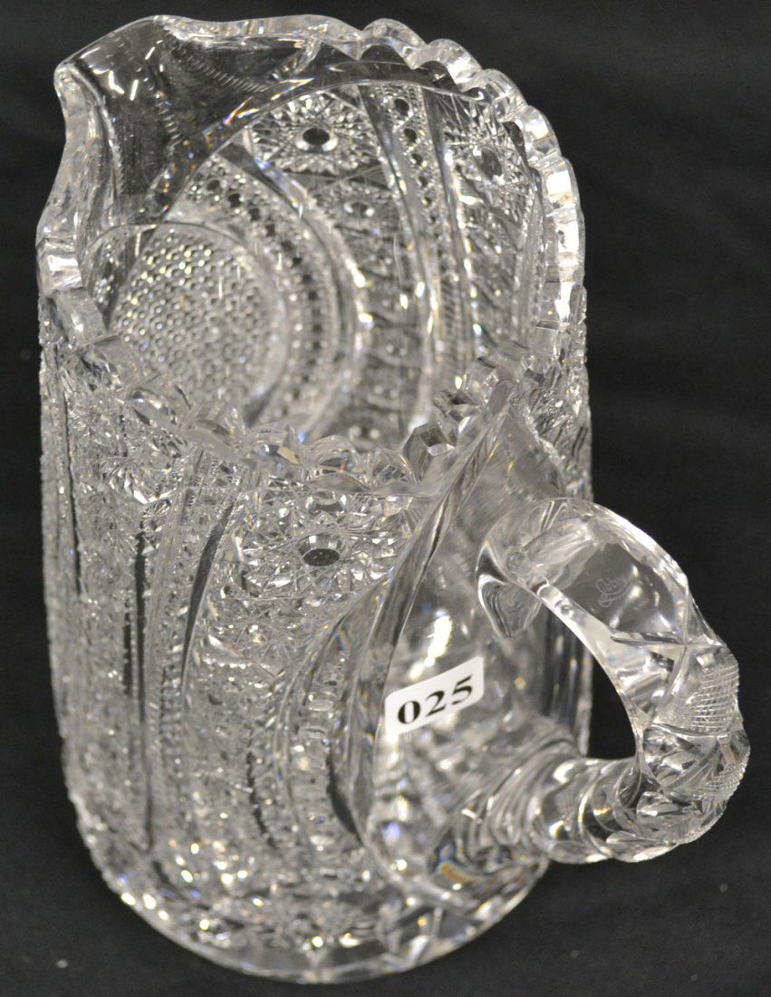 PITCHER - 8 3/4" - SIGNED LIBBEY AZTEC PATTERN