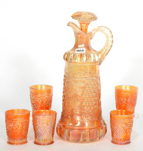 Northwood Grape & Cable Marigold Whiskey Decanter & (5)