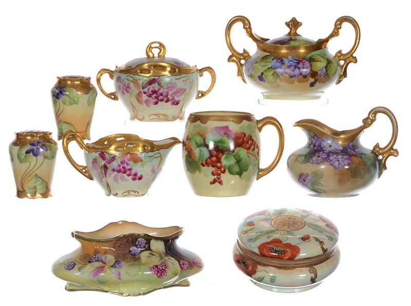 (9) HANDPAINTED PORCELAIN ITEMS