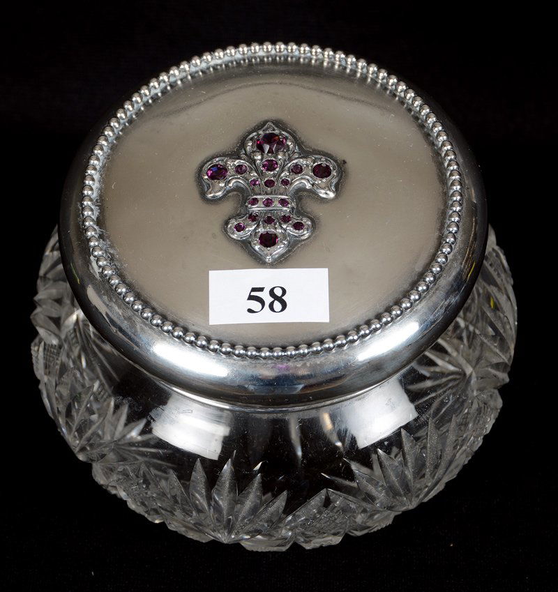 3" X 4" AMERICAN BRILLIANT CUT GLASS POWDER BOX WITH