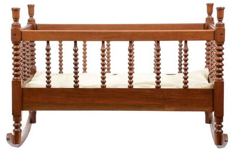 26" X 29" Oak Spindle Rocking Cradle