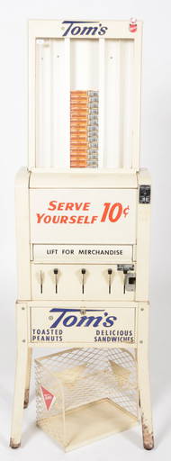 Vintage 61" X 19" "tom's Toasted Peanuts" Dime Vending