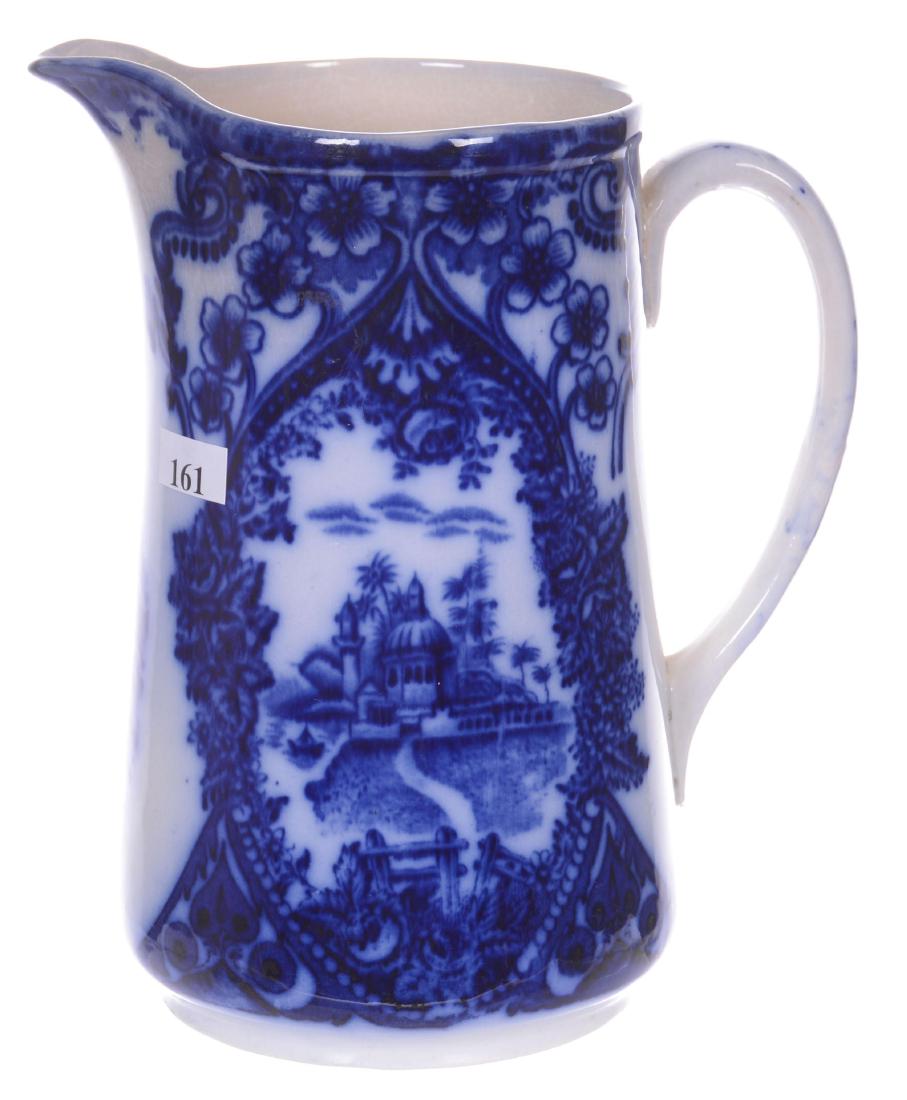 9" Unmarked Flow Blue Water Pitcher
