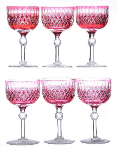 6 Matching Wine Glasses 5 Abcg Cranberry Cut