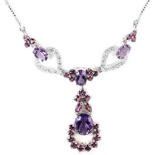 Sterling Silver Amethyst & Raspberry Rhodolite Cluster