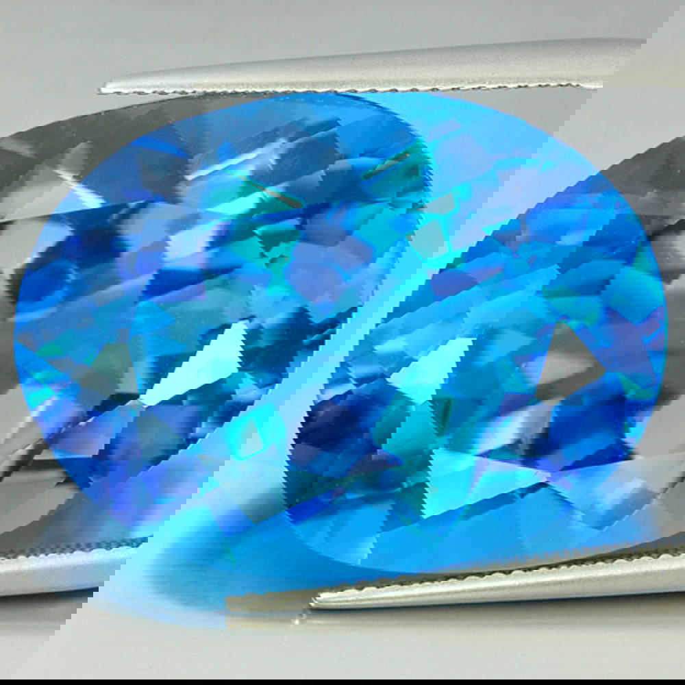 Swiss Blue Natural Topaz 48.95 Ct. Vvs Oval Shape 28 X 20 Mm. Gemstone ...