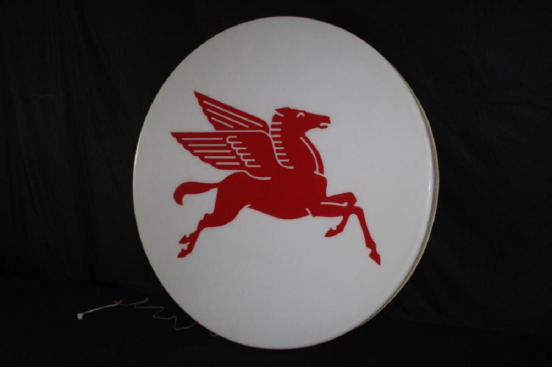 LARGE MOBIL PEGASUS GAS STATION LIGHTED SIGN