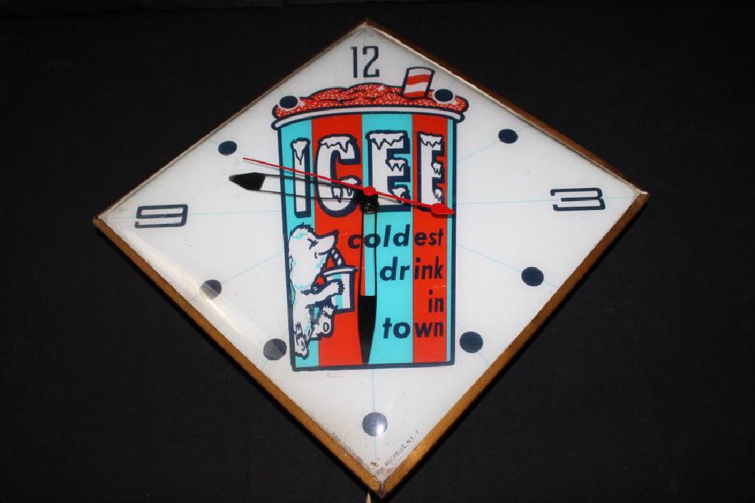 RARE PAM CLOCK CO ICEE SODA FOUNTAIN SLUSH CLOCK
