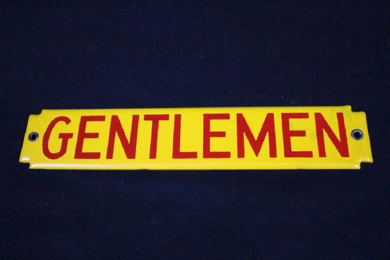 Porcelain Shell Oil Gentleman Restroom Sign