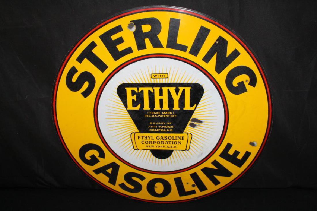 PORCELAIN STERLING ETHYL GASOLINE SIGN