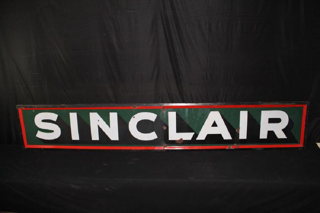 2 PIECE PORCELAIN SINCLAIR GASOLINE STRIP SIGN