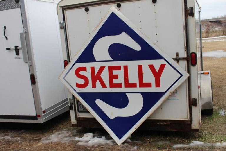 Large Porcelain Skelly Gasoline Gas Station Sign