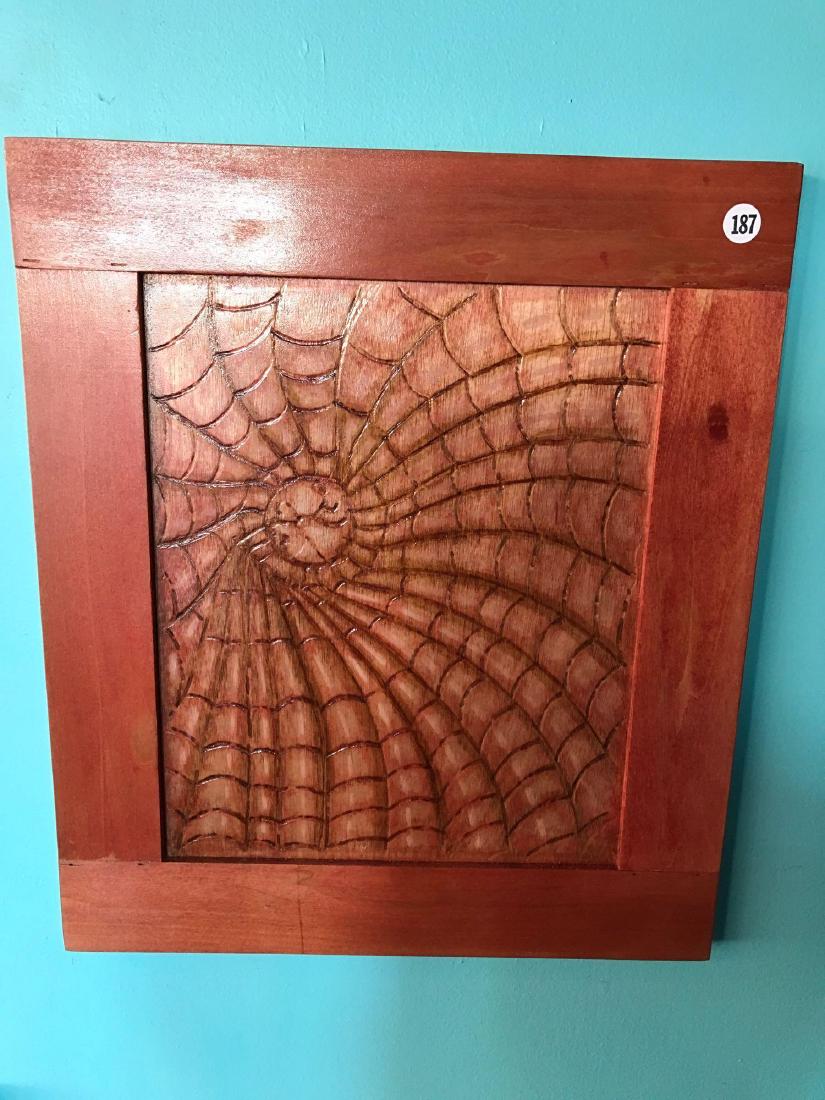 Spider web wood carving. Approx 15 1/2"x 18